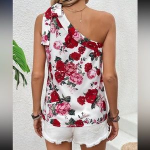 Tops | Boho One Shoulder Floral Print Tie Top Blouse Shirt | Poshmark